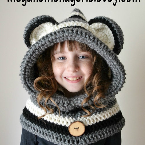 Raccoon Hat Raccoon Hoodie Raccoon Cowl Animal Hat - Etsy