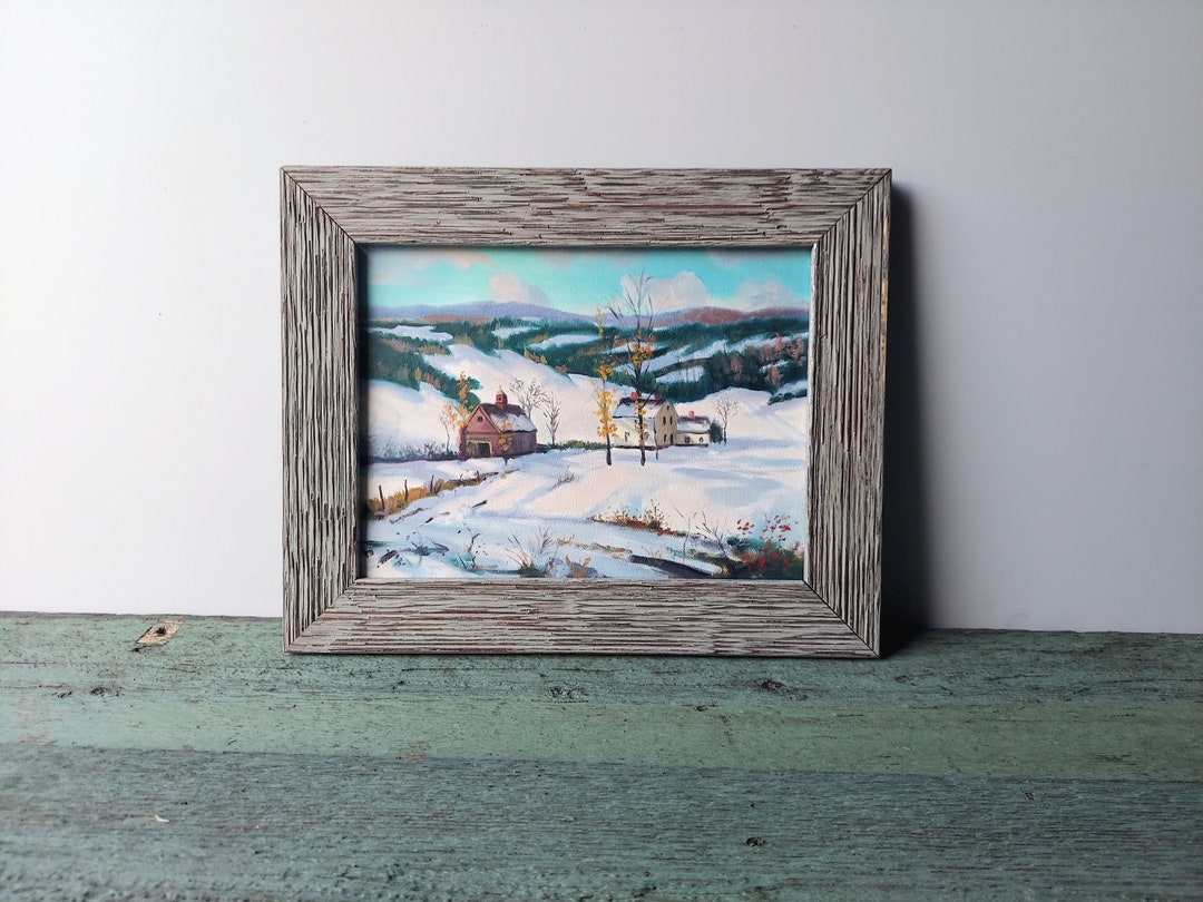 Charming Snowscape Framed Painting - Acrylic on Canvas - Landscape ...