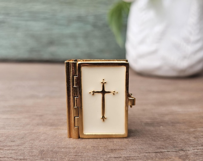 Miniature Brass and White Enamel Bible - New Testament Bible - Mini ...