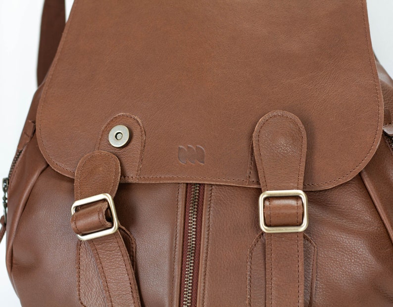 Leather Backpack in Spicy Brown for Women, Travel Backpack Pocket Bag ...