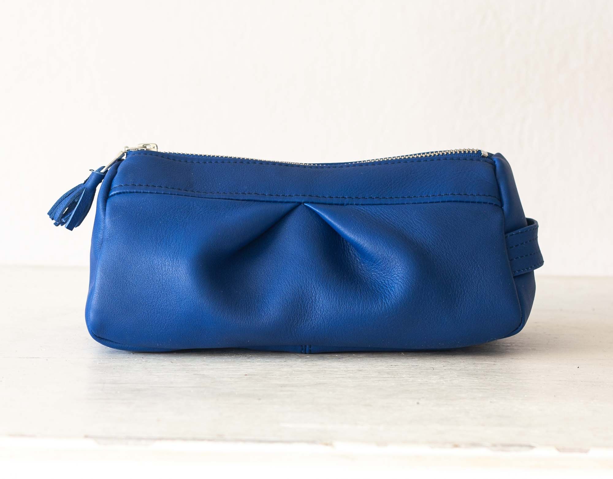Royal Blue Makeup Bag Leather, Pencil Case Accessory Bag Cosmetic Case ...