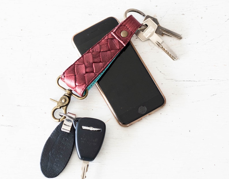 Mustard Yellow Leather Handwoven Key Fob Clip Keyring Loop - Etsy