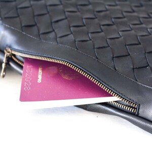 Black Hand Woven Leather Backpack Laptop Backpack Work Simple - Etsy