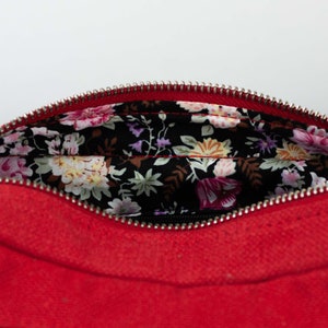 Pencils Case in Red Cotton Canvas Pencils Case, Makeup Bag Rectangular ...