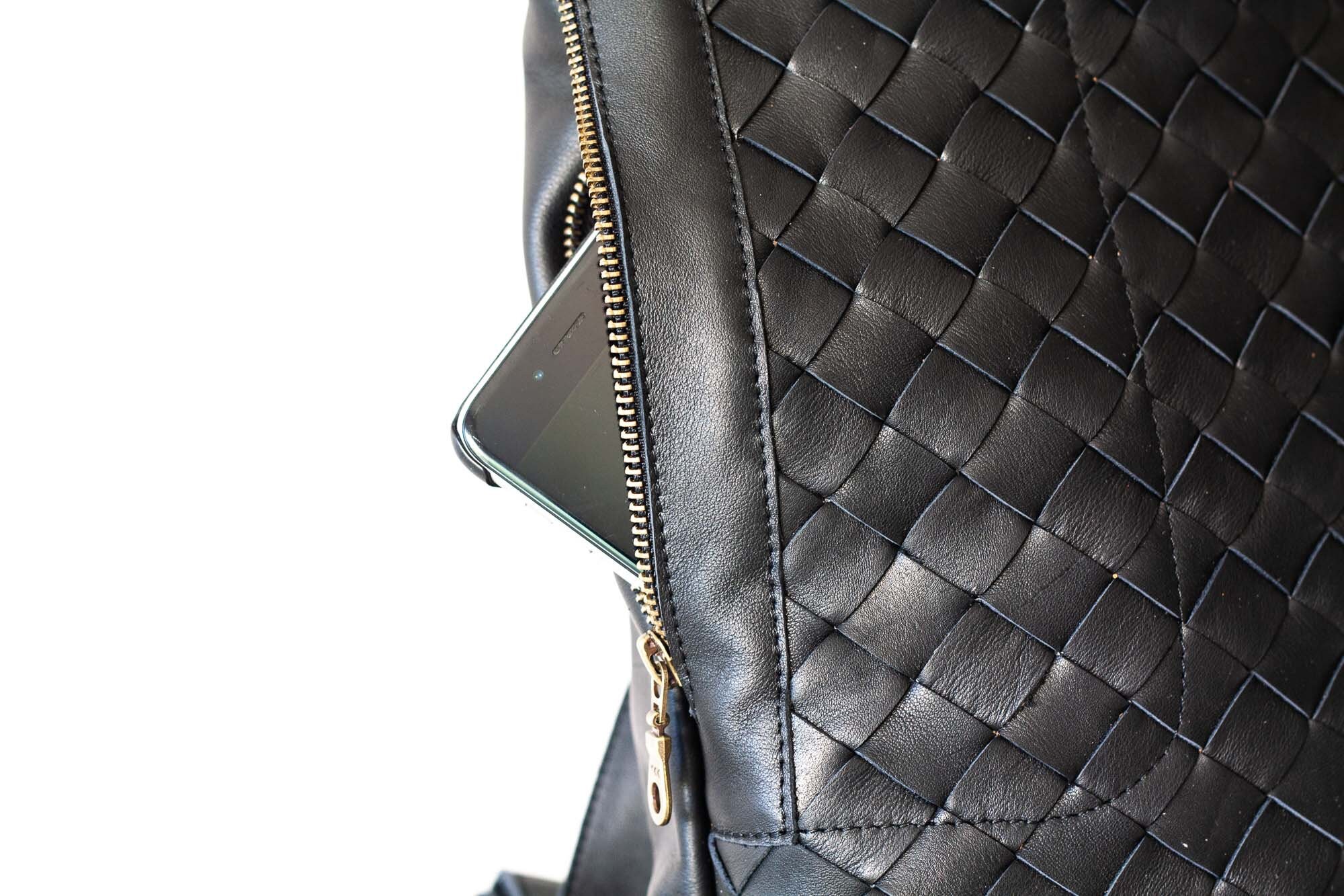 Black Hand Woven Leather Backpack Laptop Backpack Work Simple - Etsy UK