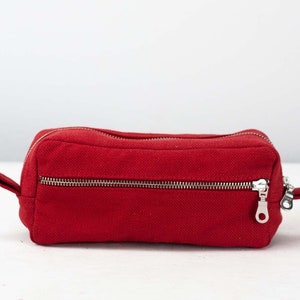 Pencils Case in Red Cotton Canvas Pencils Case, Makeup Bag Rectangular ...