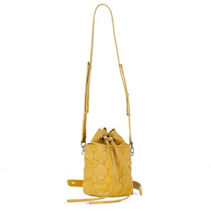 Yellow Mini Bucket Bag in Pebbled Leather, Drawstring Bag Small Purse ...