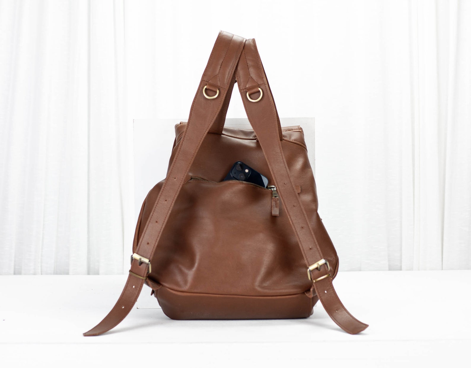 Leather Backpack in Spicy Brown for Women, Travel Backpack Pocket Bag ...