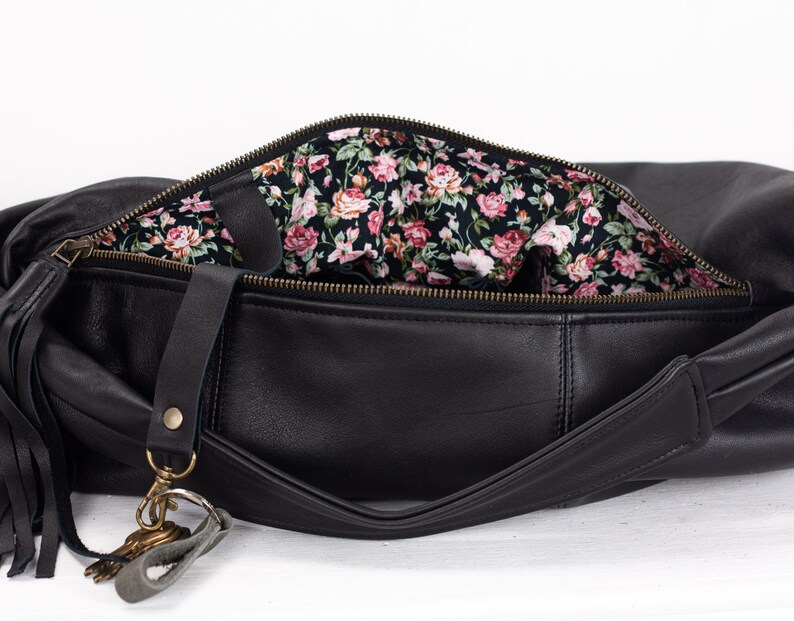 Black Leather Hobo Bag Shoulder Purse Small Shoulder Bag Hobo | Etsy