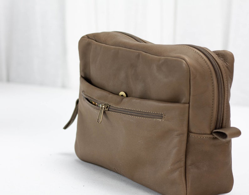 Khaki Brown Leather Bag Organizer: Removable Purse Insert - Ydra ...