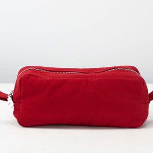 Pencils Case in Red Cotton Canvas Pencils Case, Makeup Bag Rectangular ...