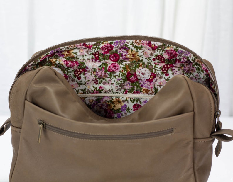 Khaki Brown Leather Bag Organizer: Removable Purse Insert - Ydra ...
