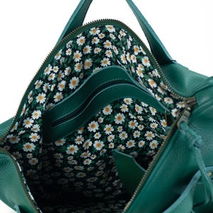 Petrol Green Backpack in Leather, Work Bag Simple Backpack Bag Everyday ...