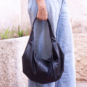 Black Leather Hobo Bag Shoulder Purse Small Shoulder Bag Hobo - Etsy