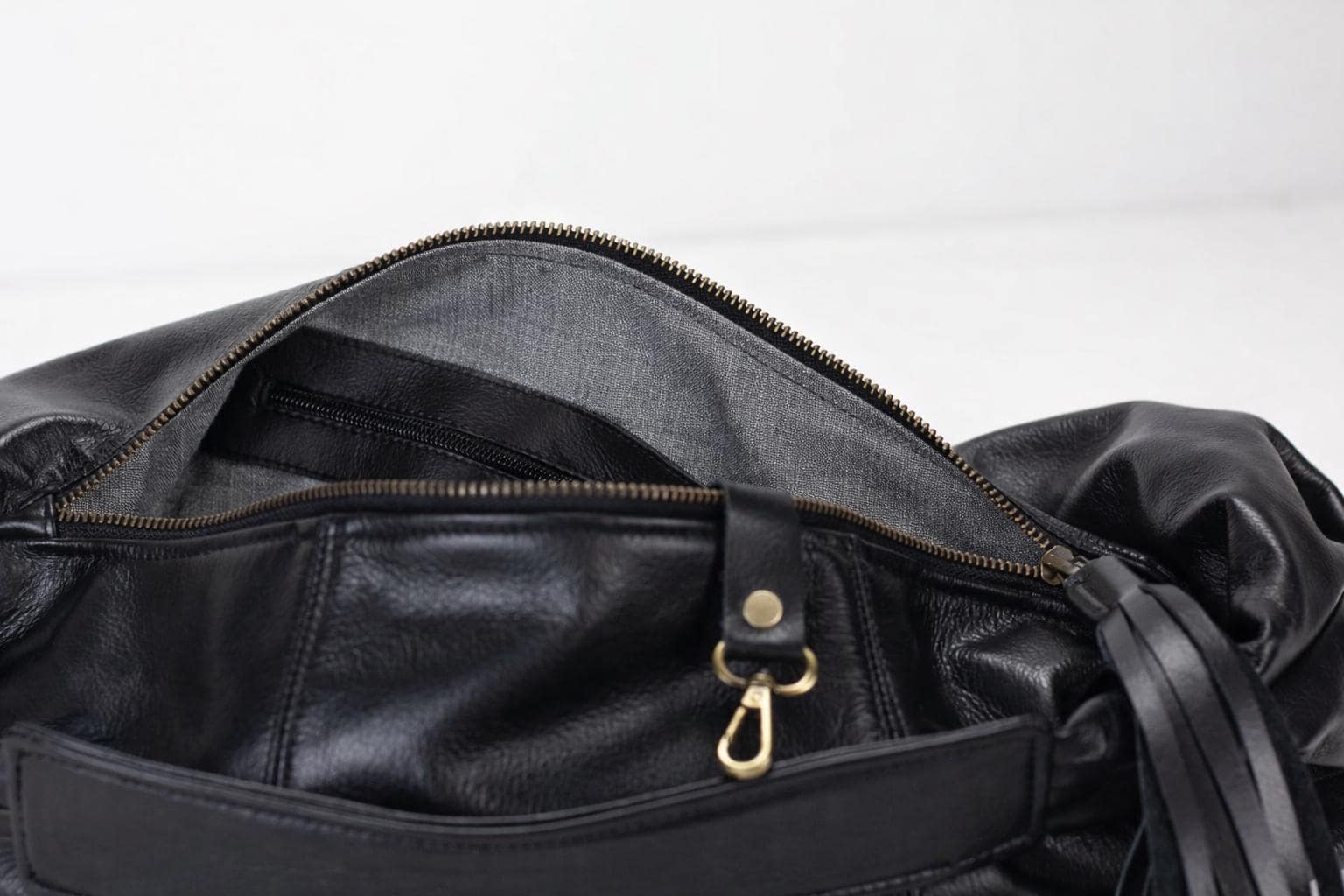 Black Leather Hobo Bag, Slouchy Mini Shoulder Purse in Tabac Brown ...