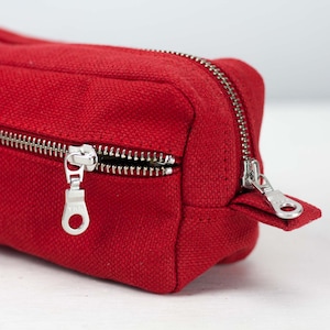 Pencils Case in Red Cotton Canvas Pencils Case, Makeup Bag Rectangular ...