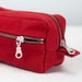 Pencils Case in Red Cotton Canvas Pencils Case, Makeup Bag Rectangular ...