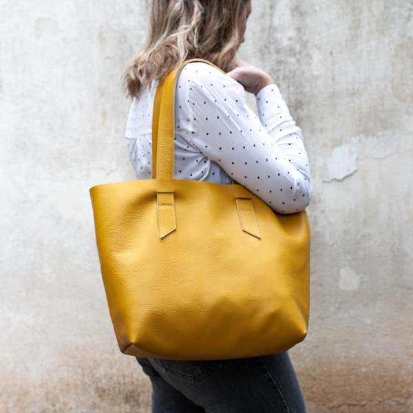 Yellow Leather Bag - Etsy