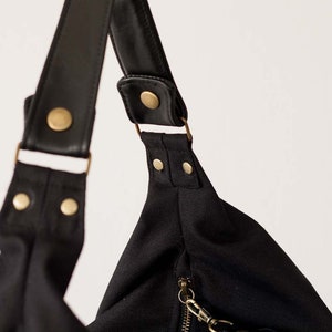 Black Canvas Bag Hobo Purse Everyday Bag Small Shoulder Bag - Etsy