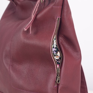 Burgundy Backpack in Leather Unisex, Simple Backpack Bag Everyday Bag ...