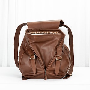 Leather Backpack in Spicy Brown for Women, Travel Backpack Pocket Bag ...