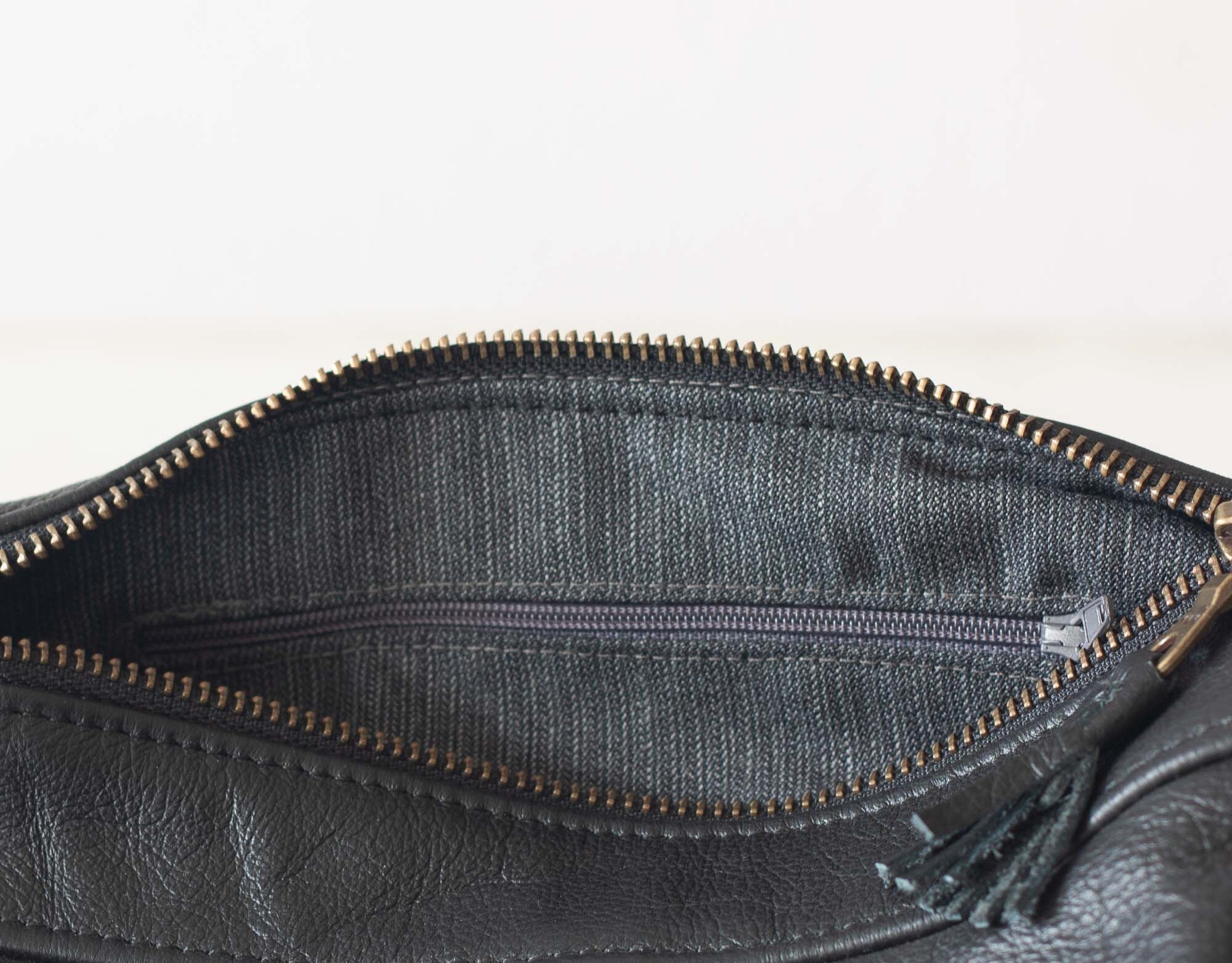 Black Leather Accessory Bag Pencil Case Makeup Cosmetic Bag | Etsy