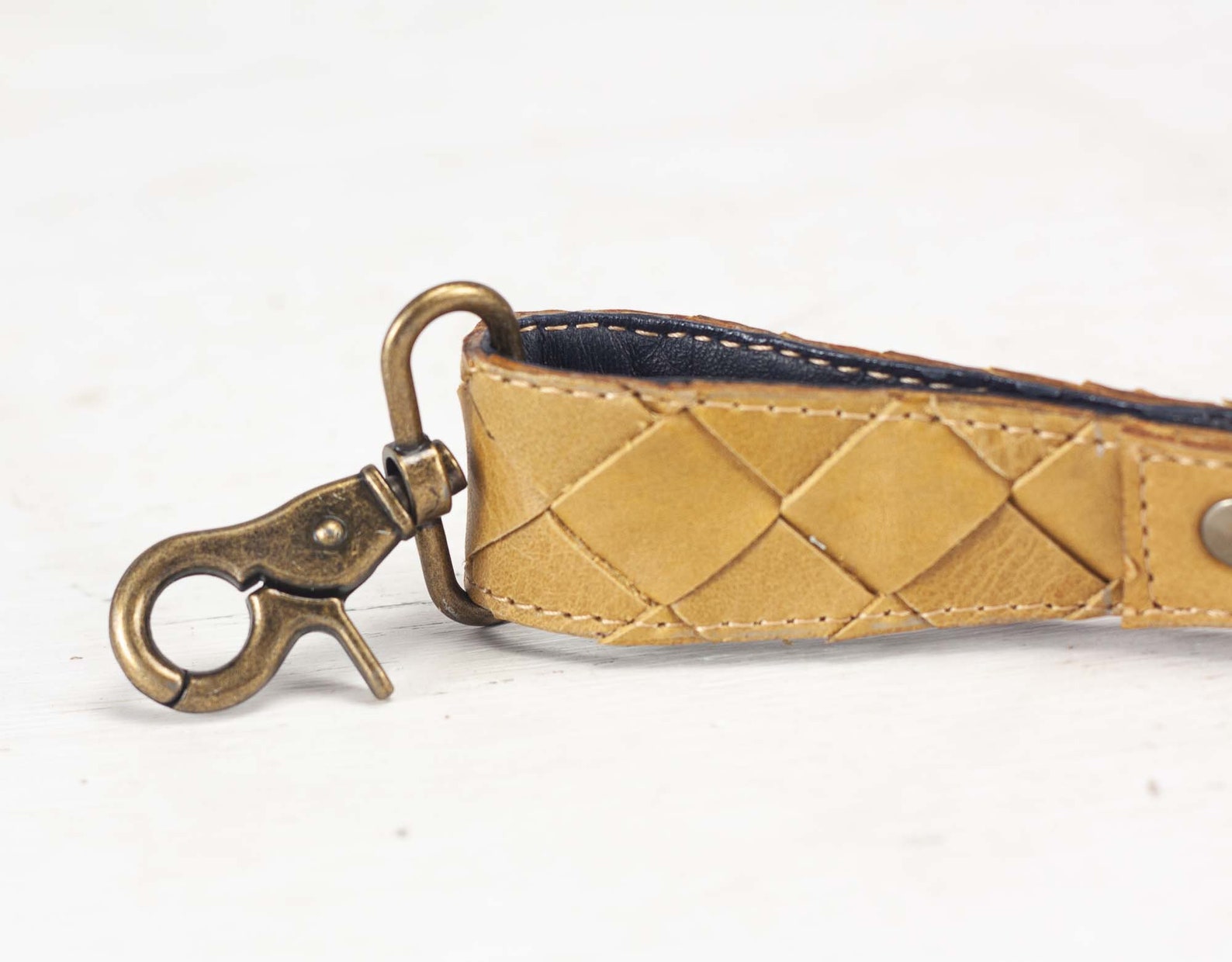 Mustard Yellow Leather Handwoven Key Fob Clip Keyring Loop - Etsy