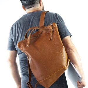 Brown Backpack in Leather Unisex, Work Simple Backpack Bag Everyday ...