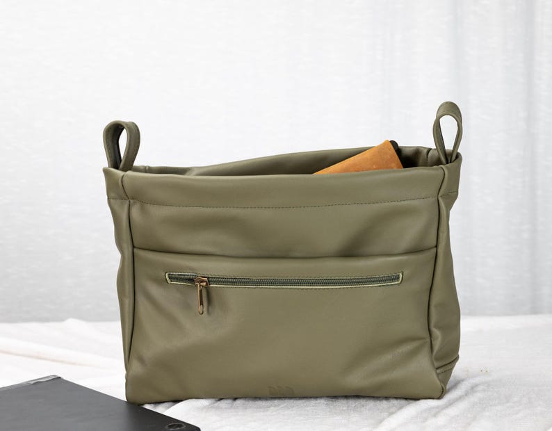 Leather Bag Organizer Insert – Forest Green Purse Organizer, Large ...