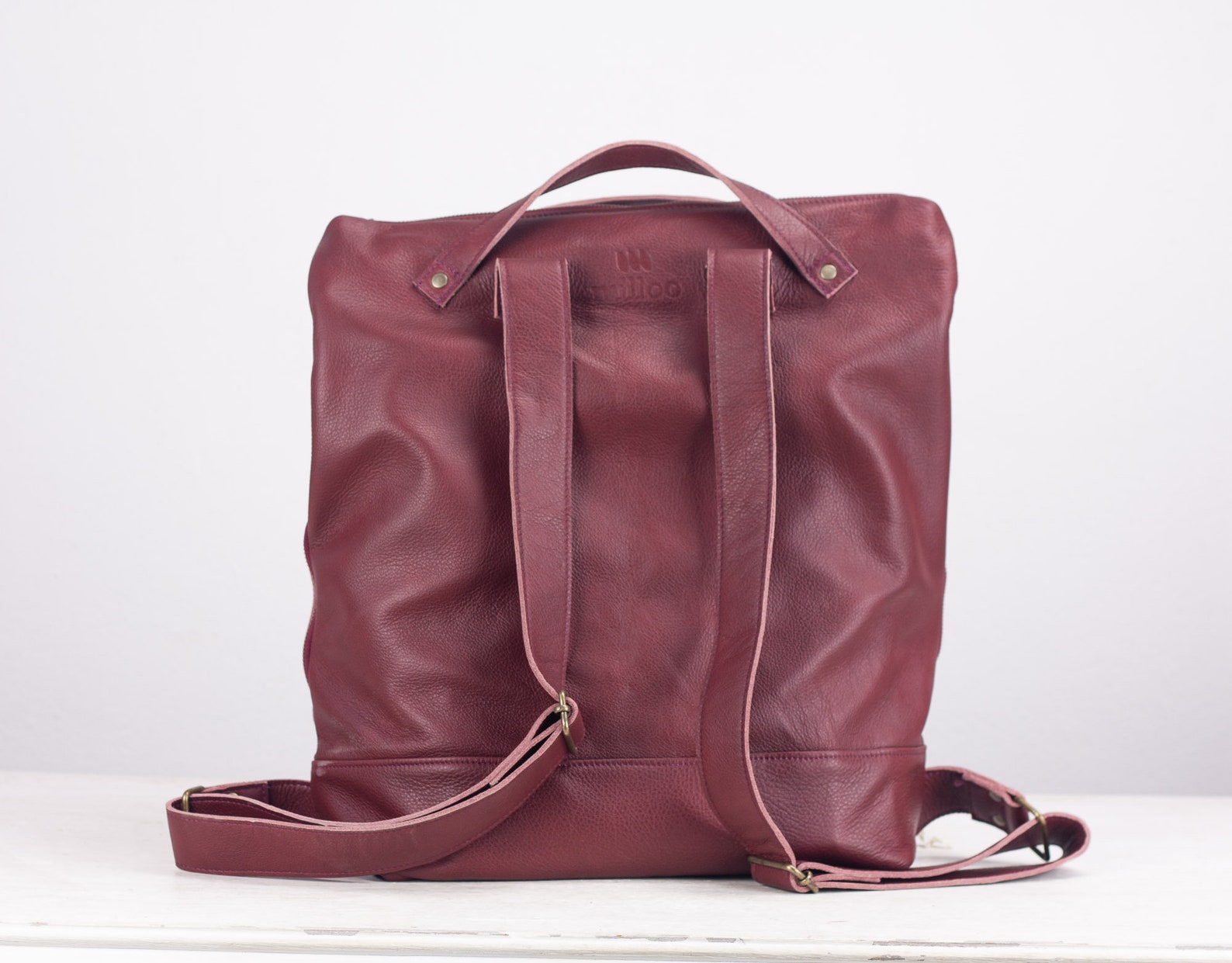 Burgundy Hand Woven Leather Backpack Laptop Backpack Work - Etsy