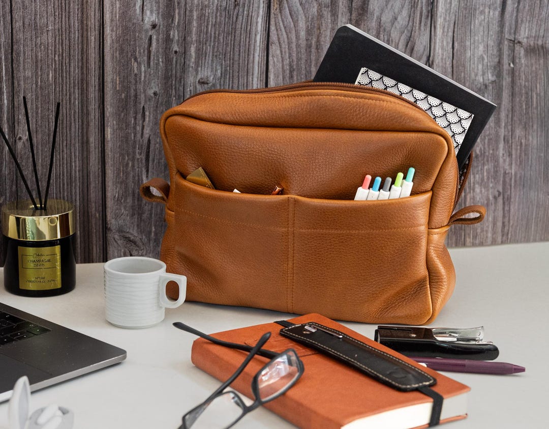 Brown Leather Purse Organizer Insert, Large Handbag Organizer With ...