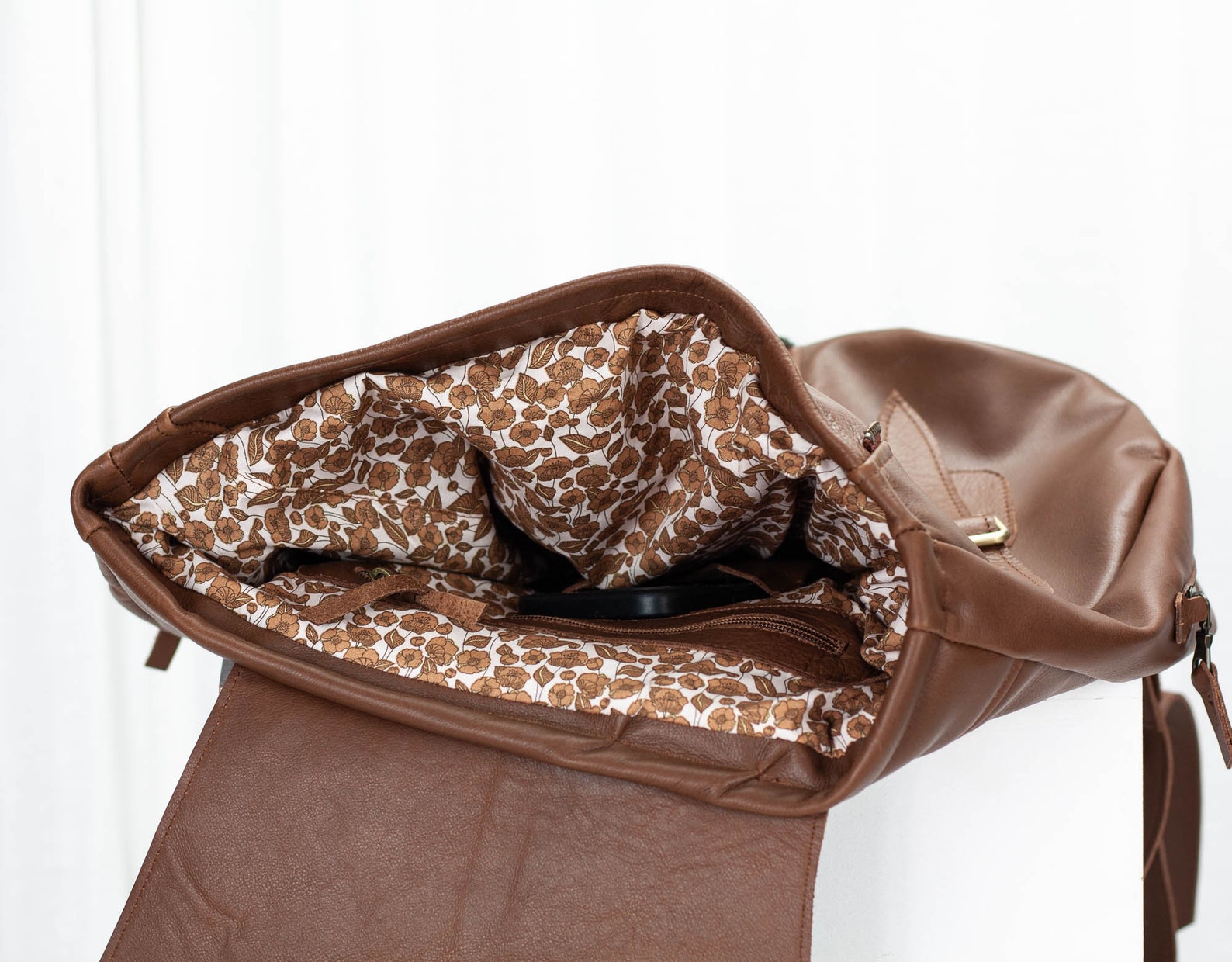 Leather Backpack in Spicy Brown for Women, Travel Backpack Pocket Bag ...