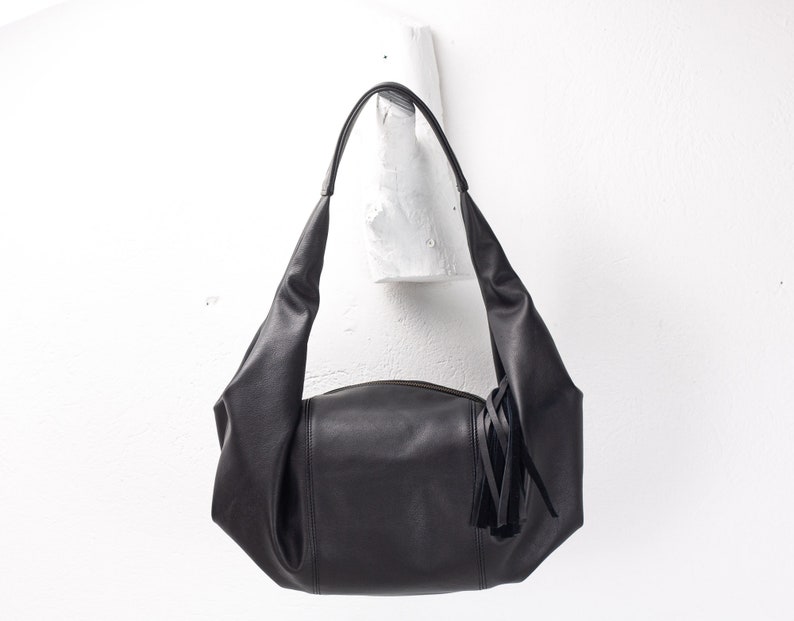 Black Leather Hobo Bag Shoulder Purse Small Shoulder Bag Hobo - Etsy