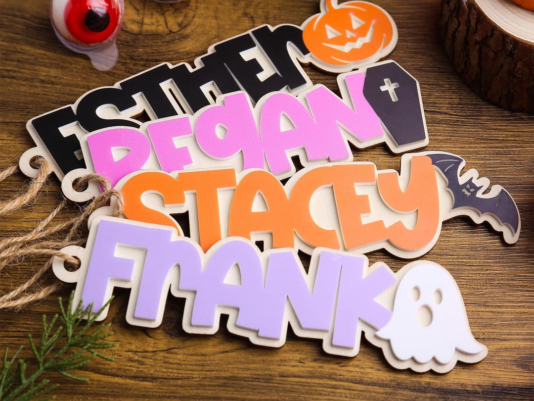 Ghost Halloween Basket Tag, Personalized 3D Halloween Name Tag, Ghost ...
