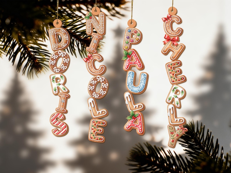 Custom Gingerbread Letter Ornament With Name, Christmas Tag for ...
