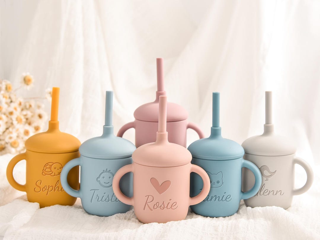 Personalized Sippy Cup With Straw, Silicone Baby Cup,customized 1st ...