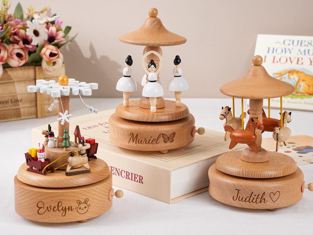 Wooden Train Music Box,keepsake Gift for Kids,baby Shower Gift,holiday ...