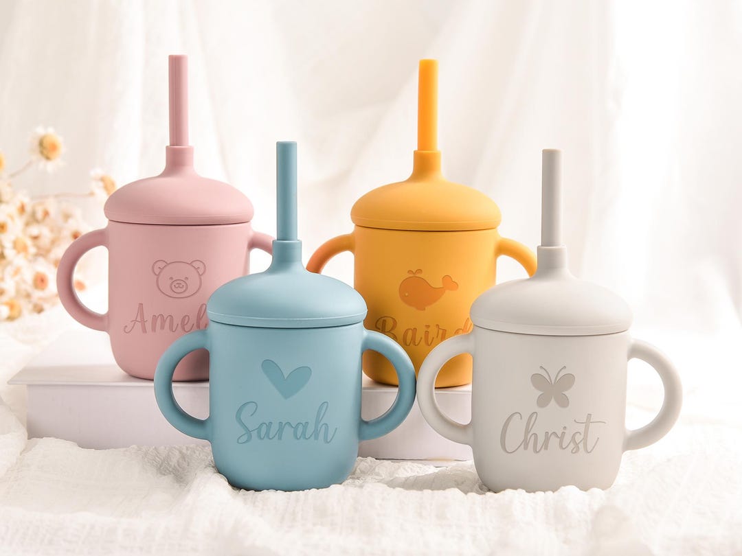 Personalized Sippy Cup With Straw, Silicone Baby Cup,customized 1st ...
