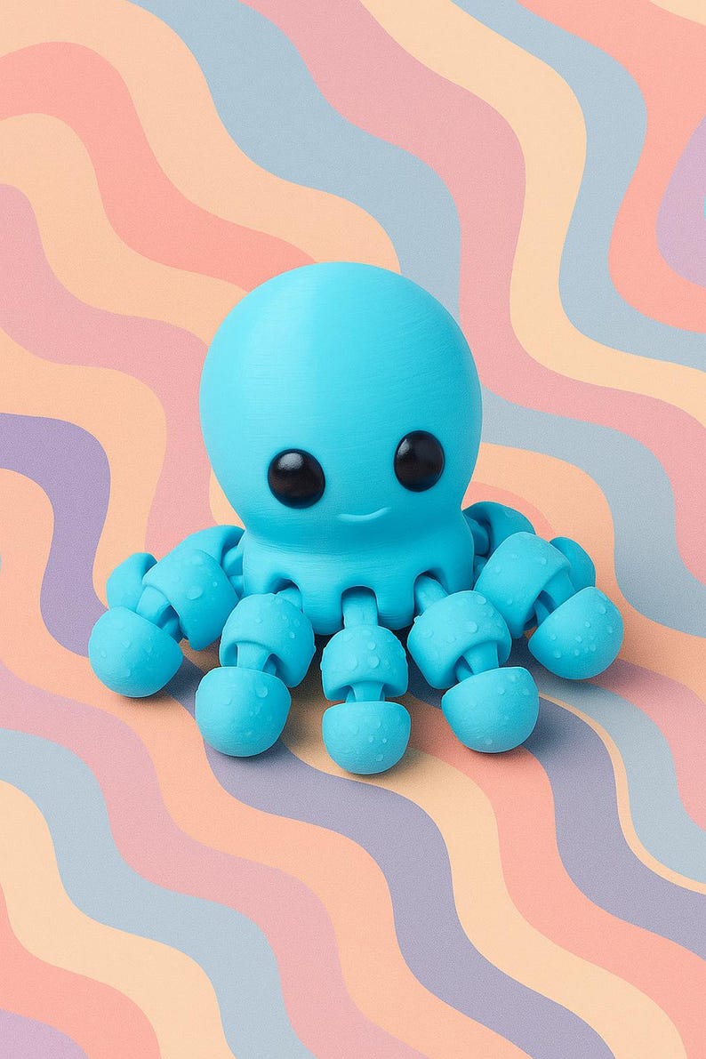 3D Printed Articulated Baby Octopus: Fidget Desk Toy - Etsy