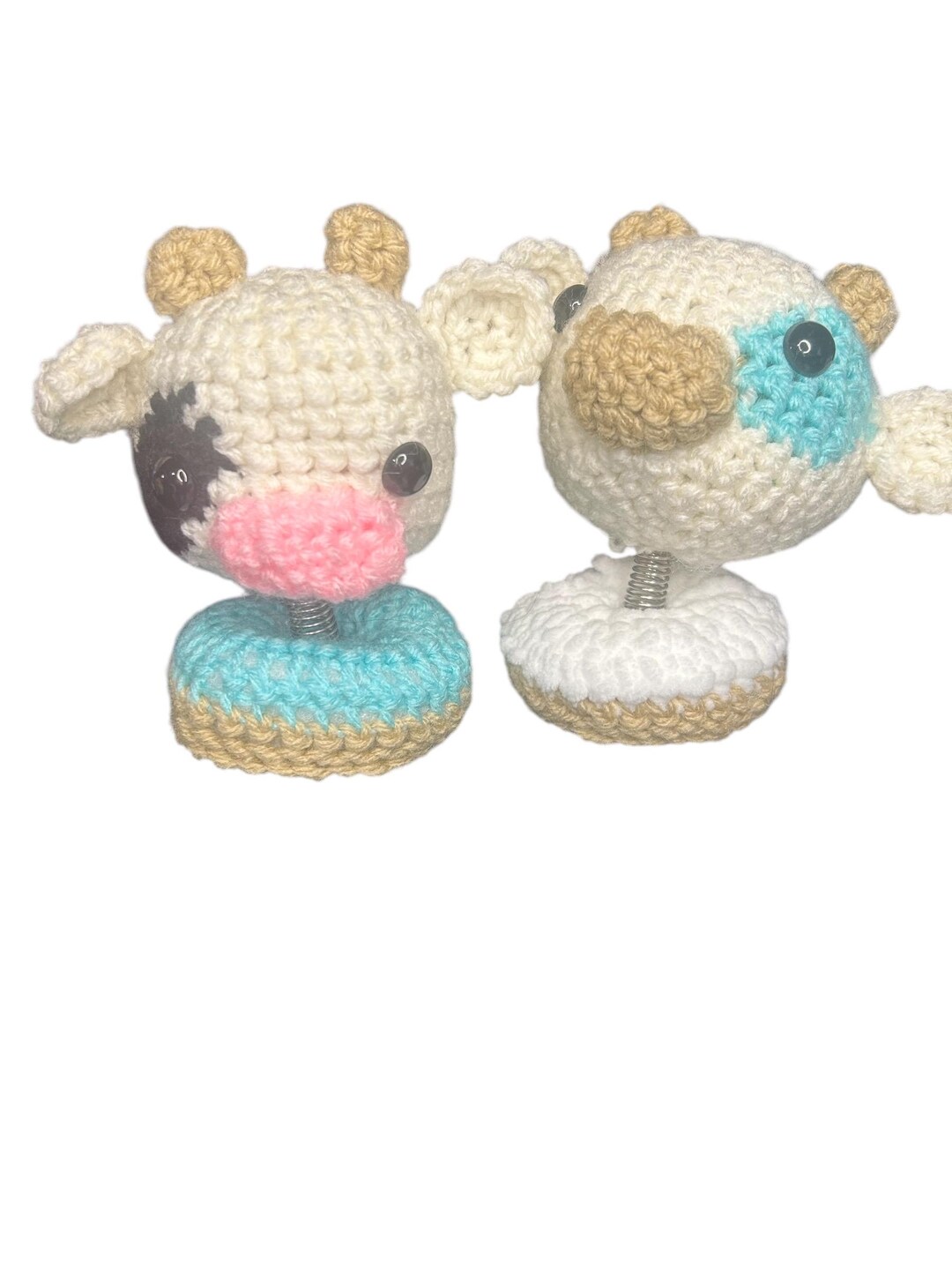 Cute Kawaii Cow Handmade Crochet Bobblehead, Crochet Bobblehead ...