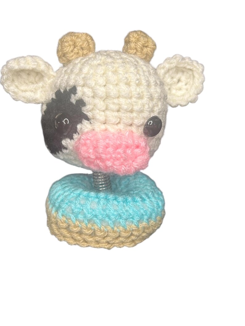 Cute Kawaii Cow Handmade Crochet Bobblehead, Crochet Bobblehead ...