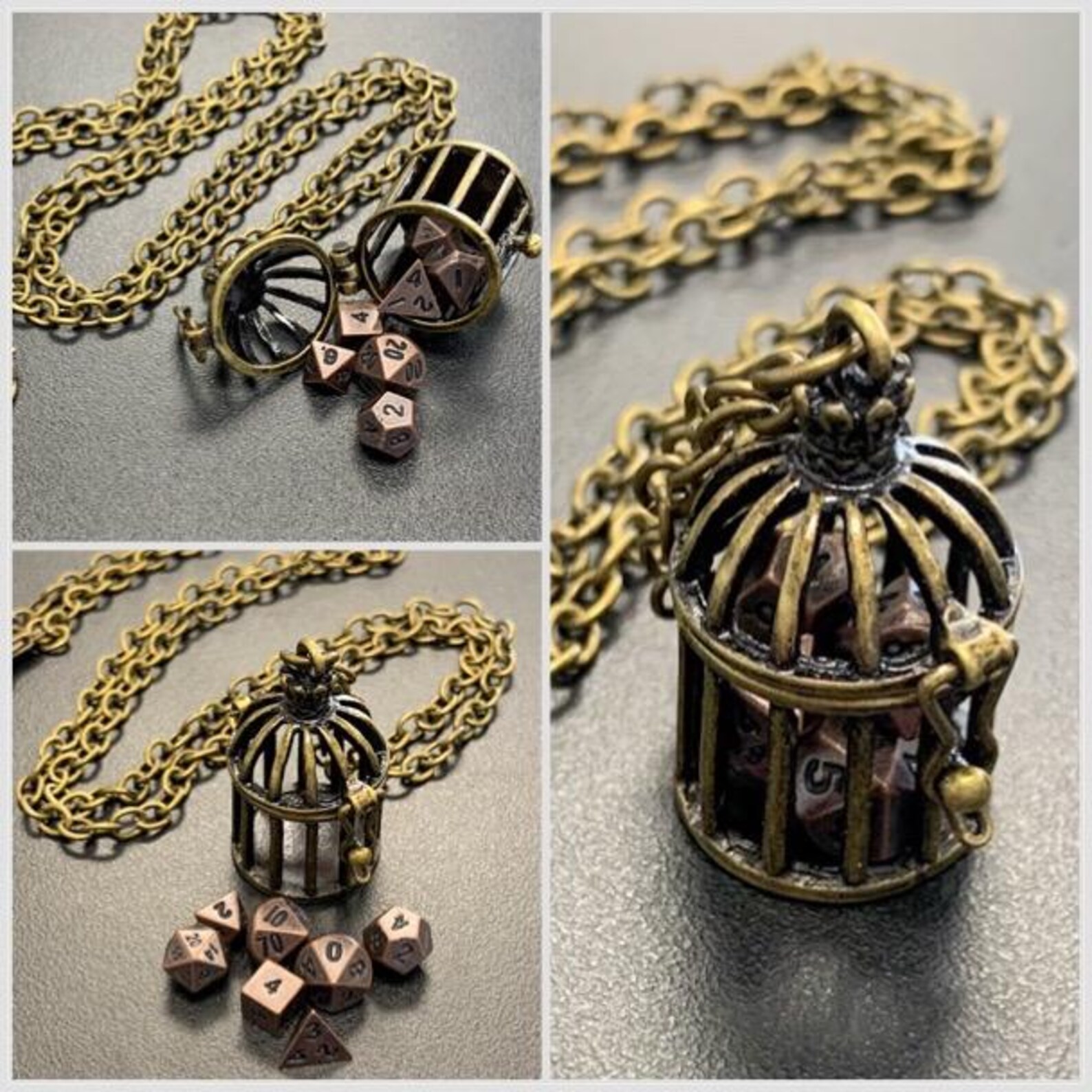 Cage Pendant With Micro Polyhedral Dice Set (~5mm) - Etsy