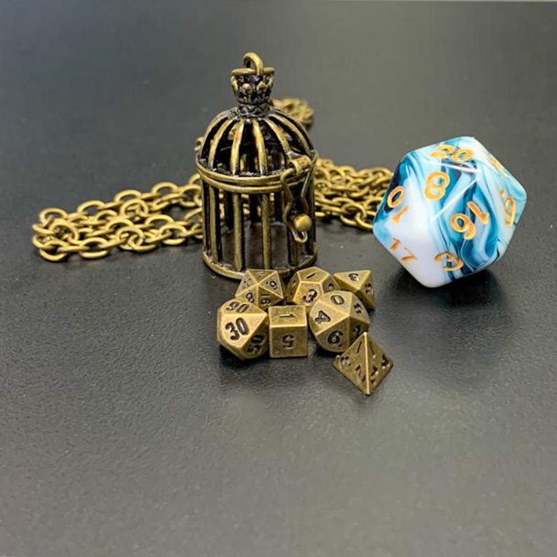 Cage Pendant With Micro Polyhedral Dice Set (~5mm) - Etsy