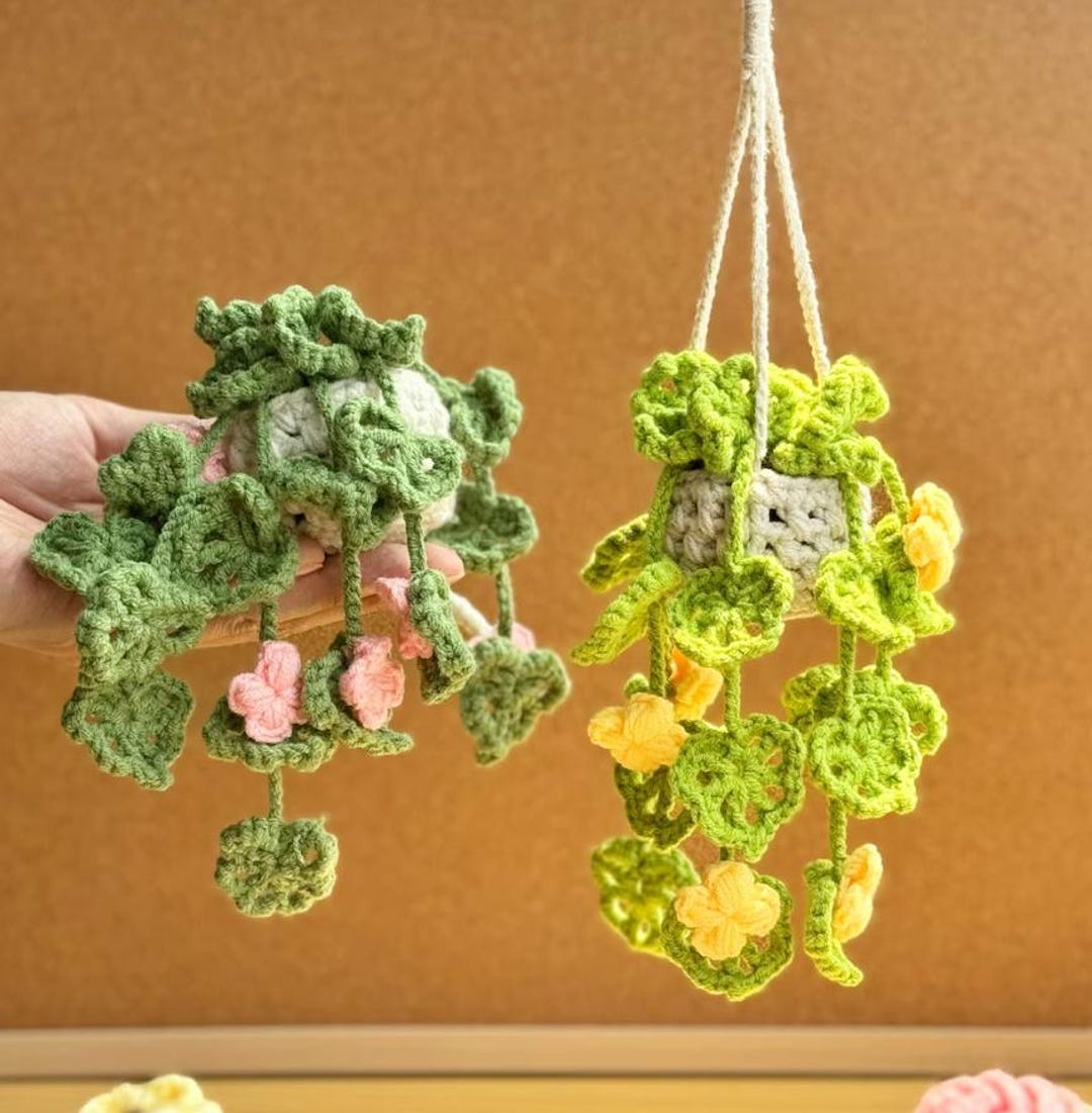 Plant Crochet Pattern, Car Hanging Plant Design, DIY Crochet Hanging ...
