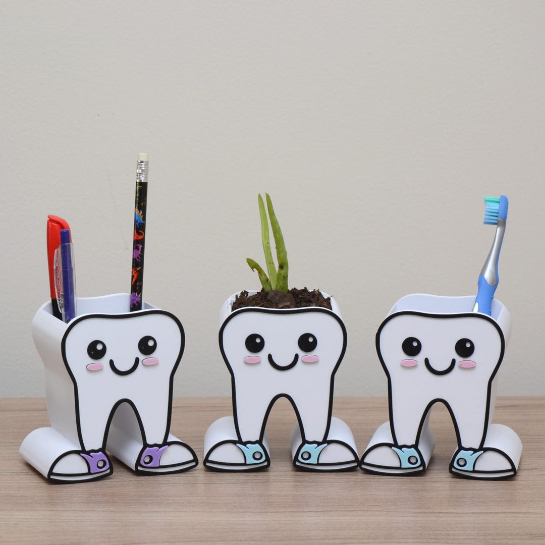 Tooth Pencil/pen Holder, Desk Organizer, Toothbrush Caddy - Dental ...