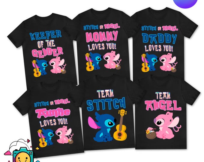 Gender Reveal Tshirt Design team Stitch Team Angel digital Design Only ...