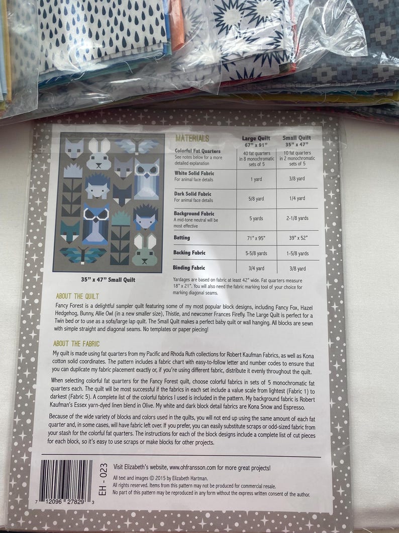 Fancy Forest Quilt Kit, Pattern by Elizabeth Hartman, OOPHTF, FREE ...