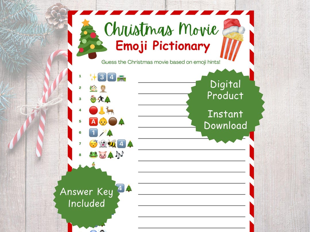 Christmas Movie Emoji Pictionary, Christmas Party Game for Family ...
