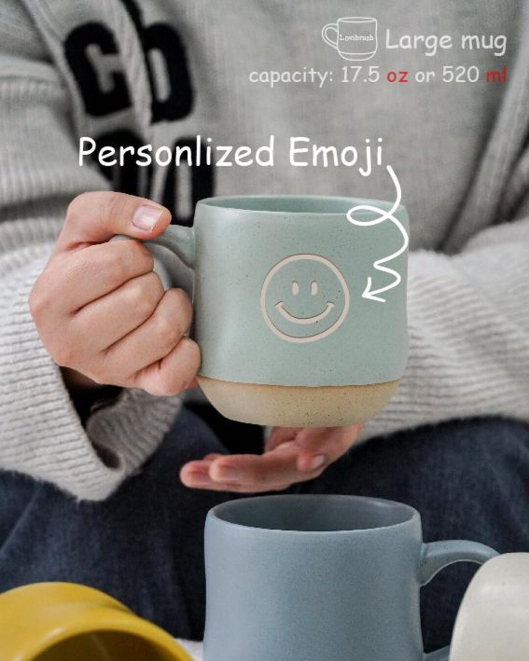 Personalized Emoji Ceramic Mugs, Custom Natural Engraved Mugs ...