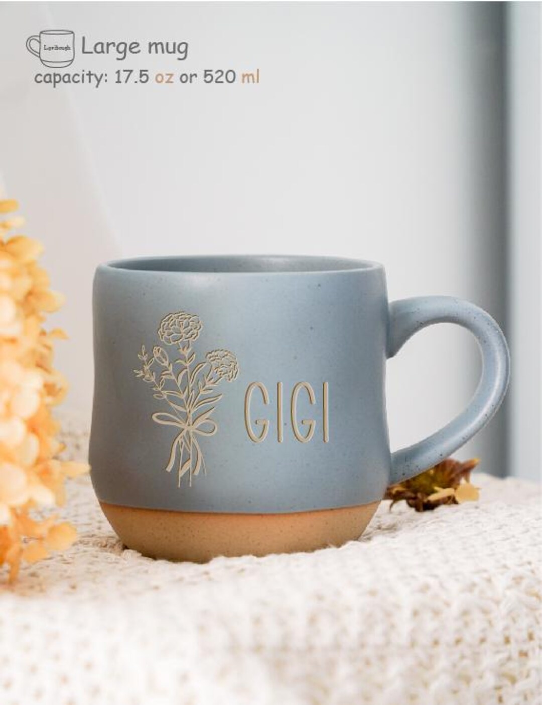 Custom Birth Flower Mug,personalized Engraved Birth Flower Coffee Mug ...